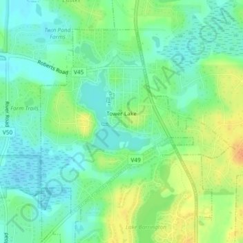 Tower Lakes topographic map, elevation, terrain