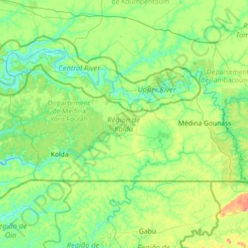 Kolda Region topographic map, elevation, terrain