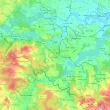 Cheb topographic map, elevation, terrain