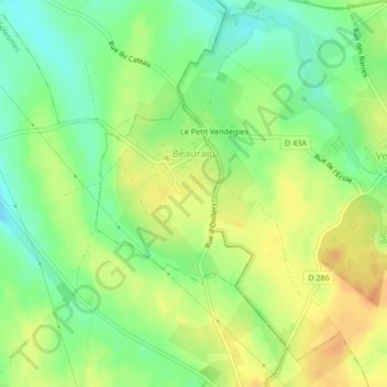 Beaurain topographic map, elevation, terrain