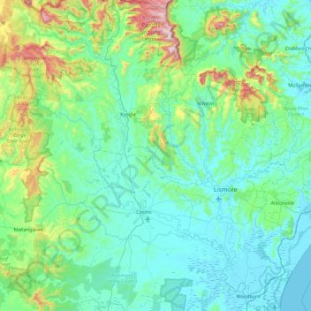 Richmond River topographic map, elevation, terrain