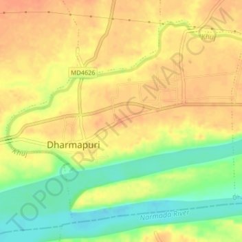 Dharampuri topographic map, elevation, terrain
