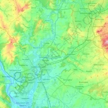 River Stour topographic map, elevation, terrain