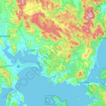 Sorell topographic map, elevation, terrain