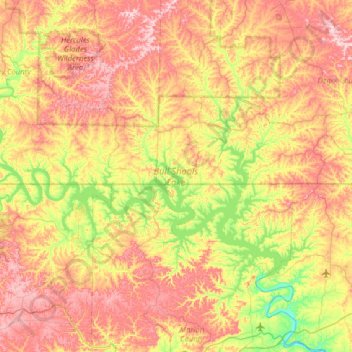 Bull Shoals Lake topographic map, elevation, terrain