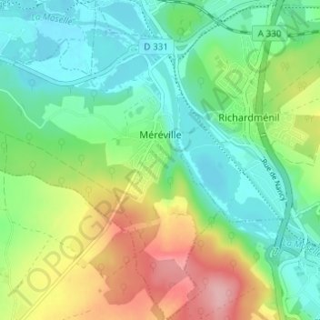 Méréville topographic map, elevation, terrain