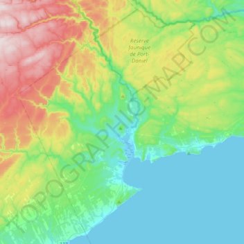 Port-Daniel-Gascons topographic map, elevation, terrain