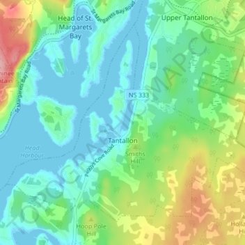 Tantallon topographic map, elevation, terrain