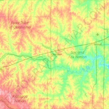 Lincoln County topographic map, elevation, terrain
