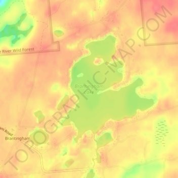 Brantingham Lake topographic map, elevation, terrain