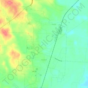 Haskell topographic map, elevation, terrain