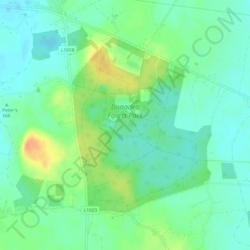 Donadea Forest Park topographic map, elevation, terrain