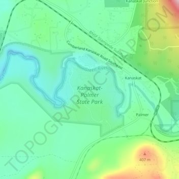 Kanaskat-Palmer State Park topographic map, elevation, terrain