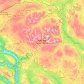 Rondane National Park topographic map, elevation, terrain