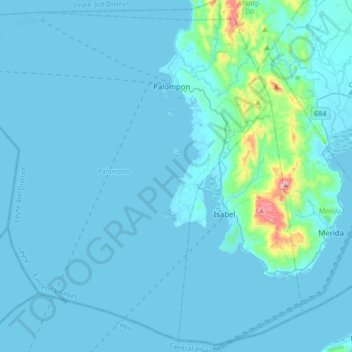 Palompon topographic map, elevation, terrain
