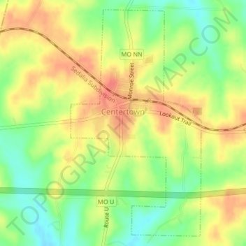 Centertown topographic map, elevation, terrain