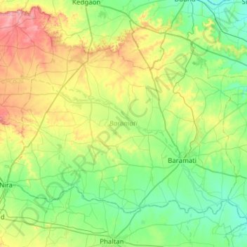 Baramati topographic map, elevation, terrain