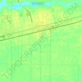 Teutopolis topographic map, elevation, terrain