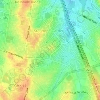 Stanhope Gardens topographic map, elevation, terrain