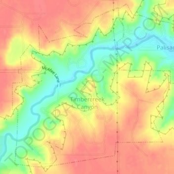 Timbercreek Canyon topographic map, elevation, terrain