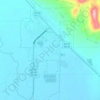 Arco topographic map, elevation, terrain