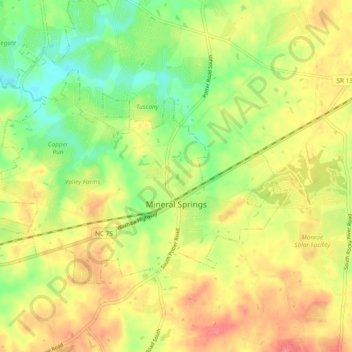Mineral Springs topographic map, elevation, terrain