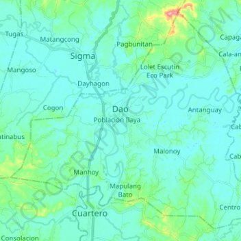 Dao topographic map, elevation, terrain