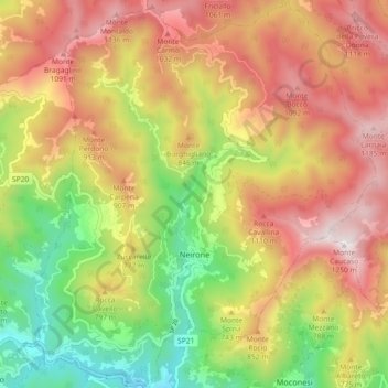 Neirone topographic map, elevation, terrain