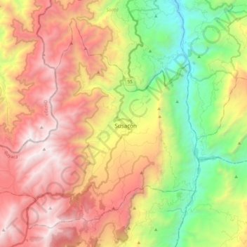 Susacón topographic map, elevation, terrain