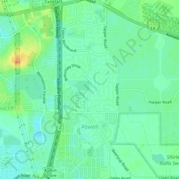 Atwell topographic map, elevation, terrain