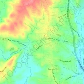 Toast topographic map, elevation, terrain