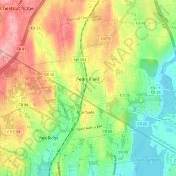 Pearl River topographic map, elevation, terrain