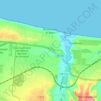 Boudouaou El Bahri topographic map, elevation, terrain