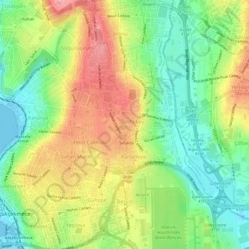 Istanbul topographic map, elevation, terrain