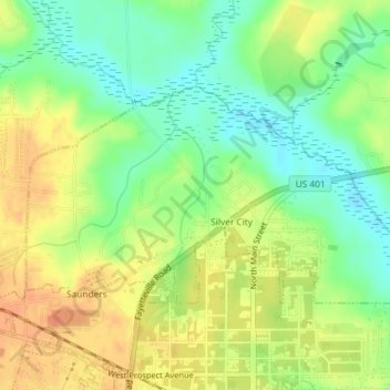 Silver City topographic map, elevation, terrain
