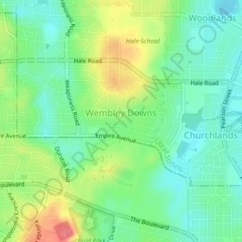 Wembley Downs topographic map, elevation, terrain
