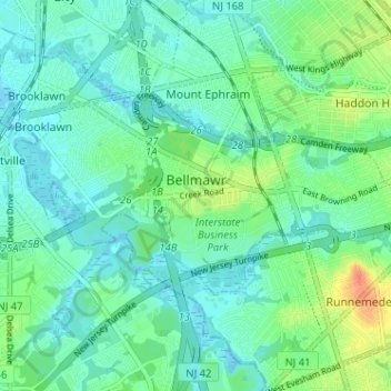 Bellmawr topographic map, elevation, terrain