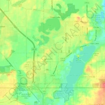 Town of Randall topographic map, elevation, terrain