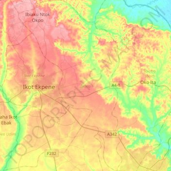 Ikono topographic map, elevation, terrain