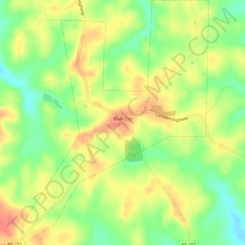 Bluff City topographic map, elevation, terrain