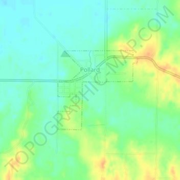 Pollard topographic map, elevation, terrain