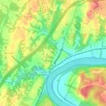 Falling Waters topographic map, elevation, terrain