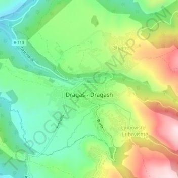 Dragash topographic map, elevation, terrain
