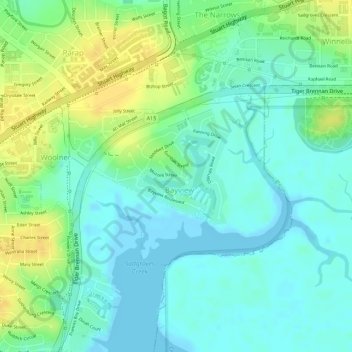 Bayview topographic map, elevation, terrain
