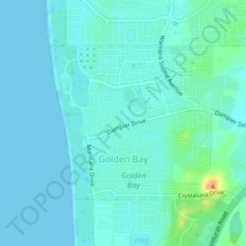Golden Bay topographic map, elevation, terrain