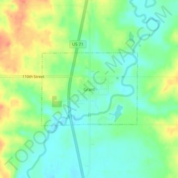 Grant topographic map, elevation, terrain
