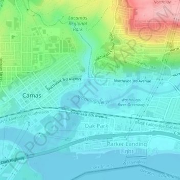 Washougal River Greenway topographic map, elevation, terrain