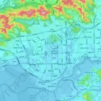 Futian District topographic map, elevation, terrain