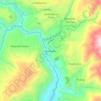 Los Andes topographic map, elevation, terrain