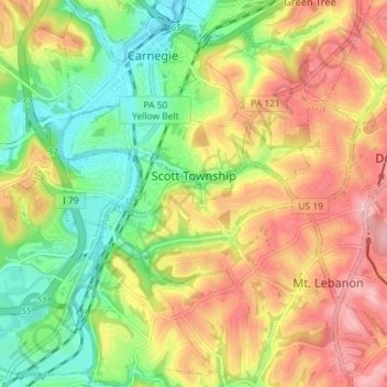 Scott Township topographic map, elevation, terrain
